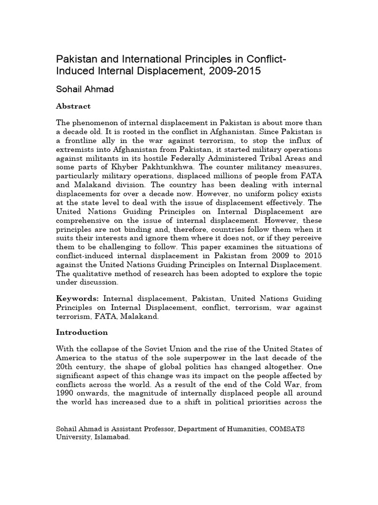 Pakistan's Internal Displacement Issues | PDF | Internally Displaced ...