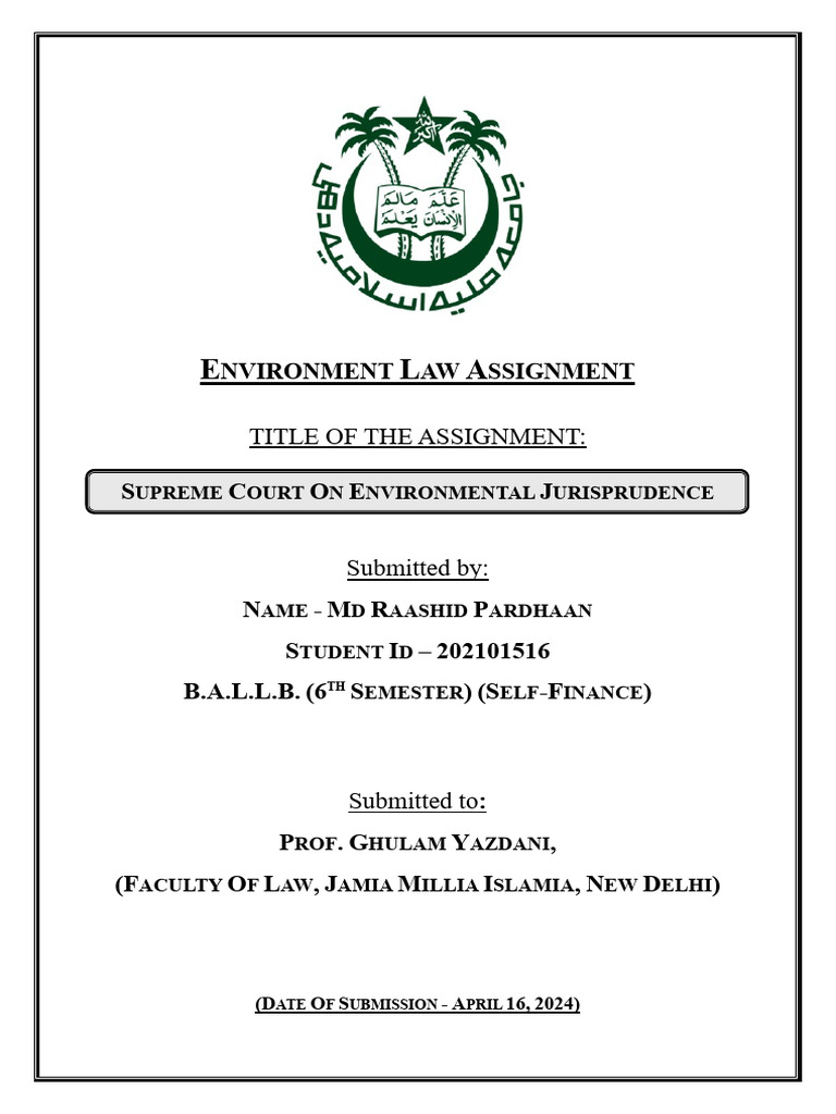 Environment Law Assignment | PDF | Environmental Law | Sustainability