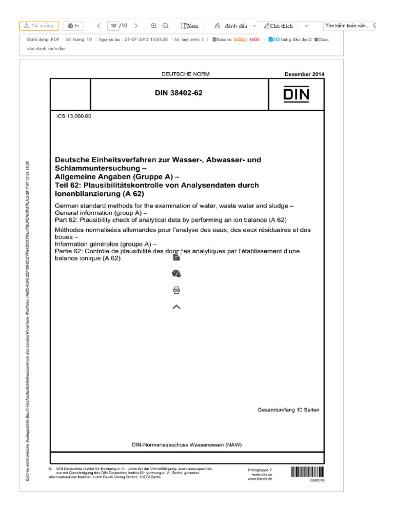 DIN 38402-62 (2014-12-00) | PDF