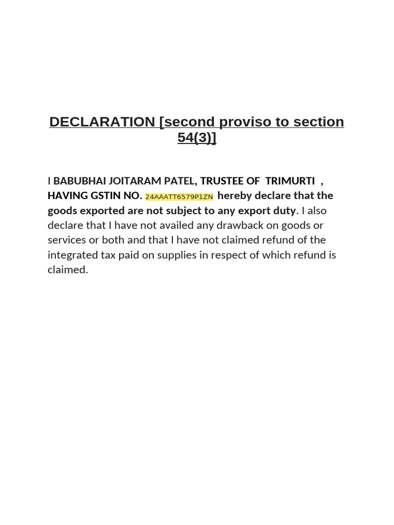 Declaration 54 3 | PDF