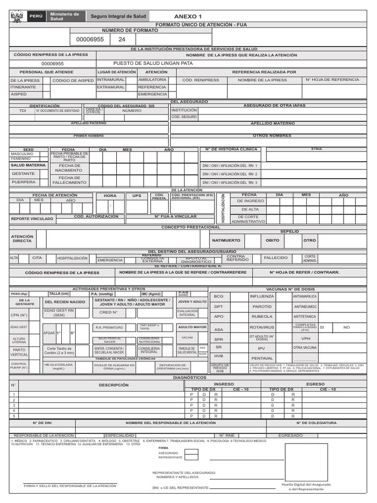Formato Único de Atención FUA | PDF | Documento de identidad | Salud pública