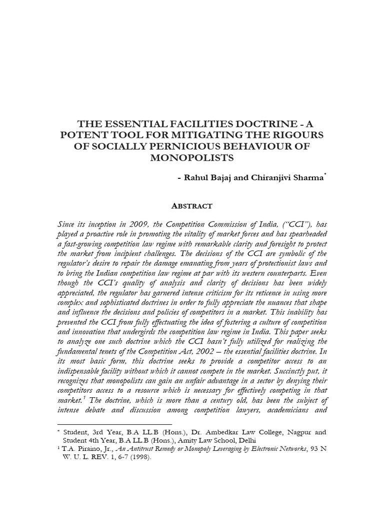 The Essential Facilities Doctrine - A Potent Tool For Mitigating The ...