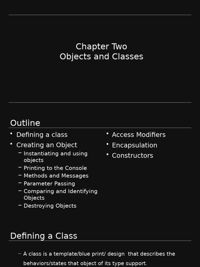 MZ Chapter - 2 - Objects and Classes Full Oop | PDF | Programming | Constructor (Object Oriented ...