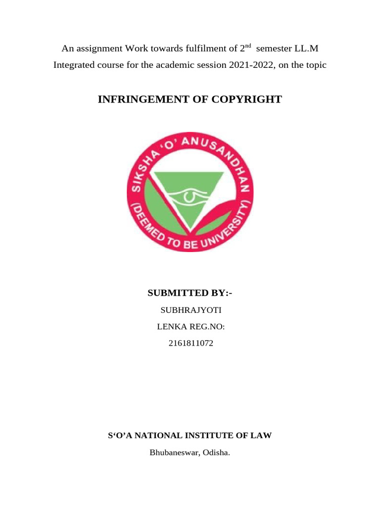 Llm Assignment PATENT | PDF | Copyright | Copyright Infringement