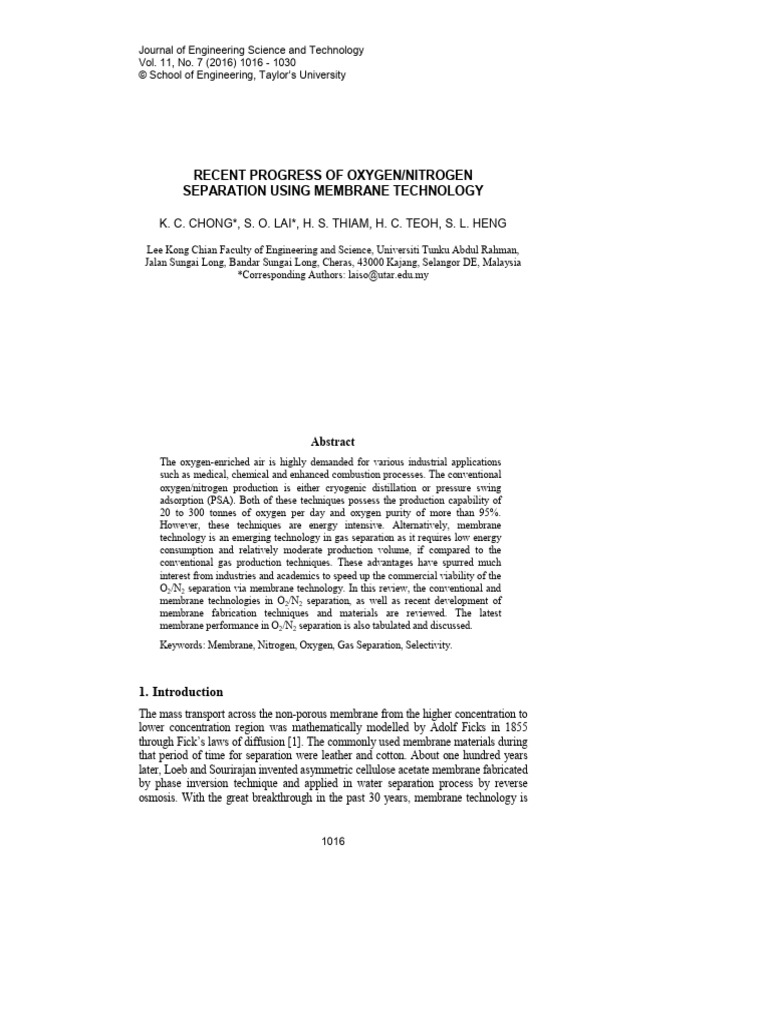 Membrane Technology | PDF | Materials | Chemistry