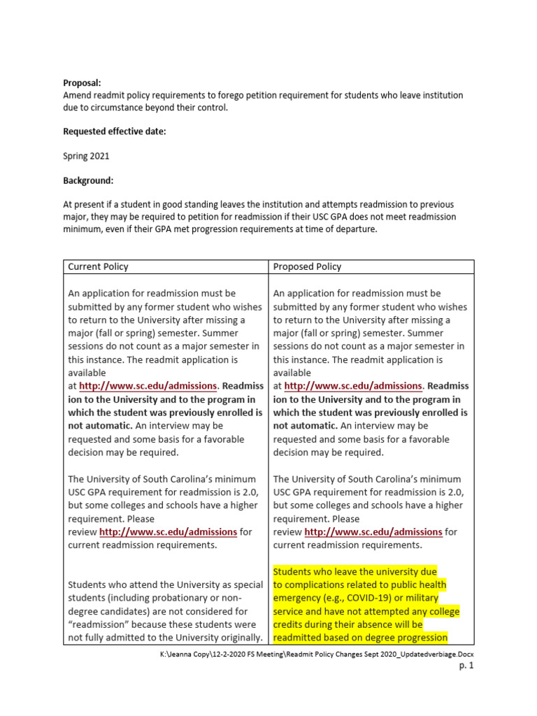 2020-12-02 Readmit Policy Change | PDF