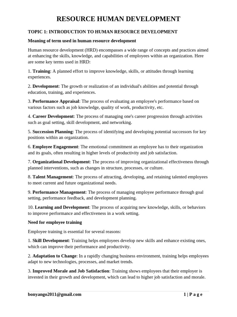 INTRODUCTION TO HUMAN RESOURCE DEVELOPMENT- | PDF | Goal ...