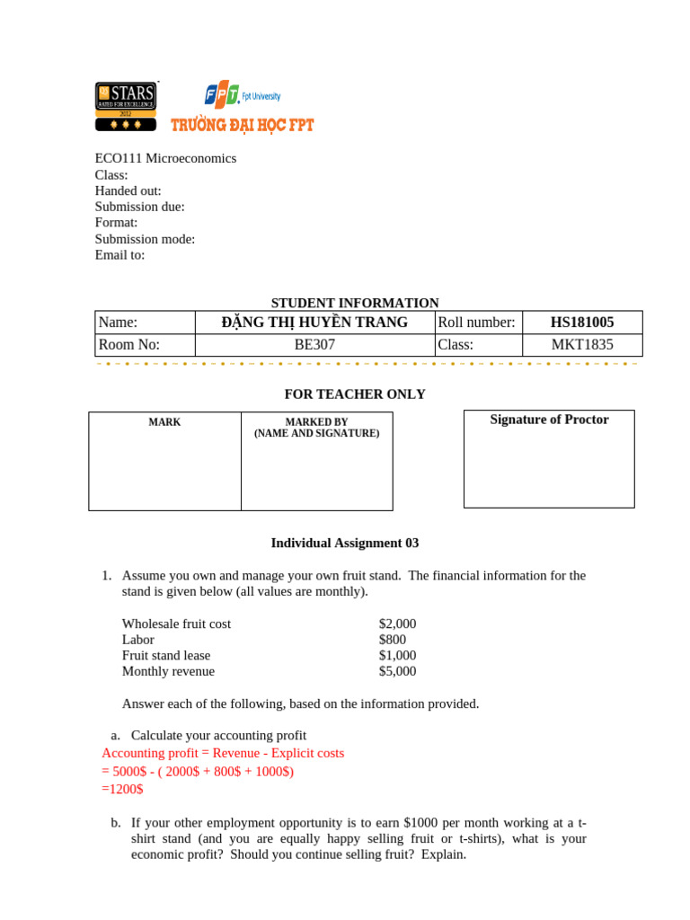 ECON111_Individual-Assignment-03 | PDF | Profit (Economics ...