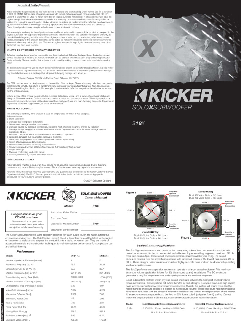 Kicker 2007 - Solox - 18 - Manual 2 | PDF | Loudspeaker | Screw