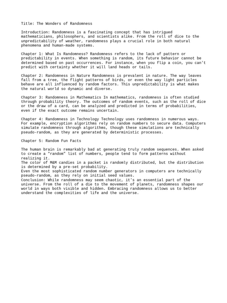 Title The Wonders of Randomness | PDF