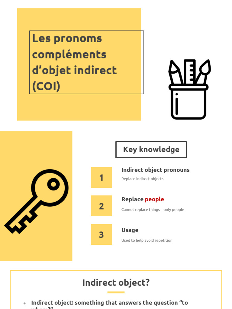 Lecture 3 - Les Pronoms COI | PDF | Complément d'objet | Relations ...