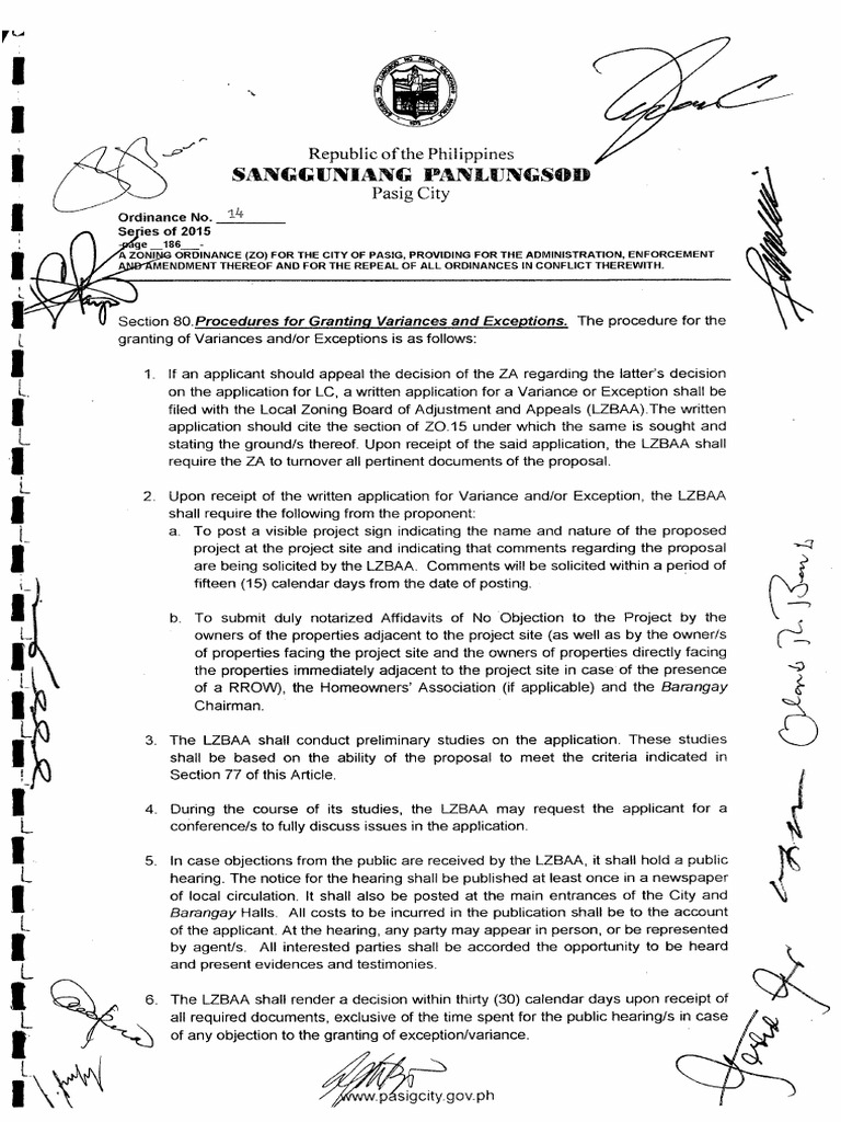 Pasig City Zoning Ordinance Procedures | PDF