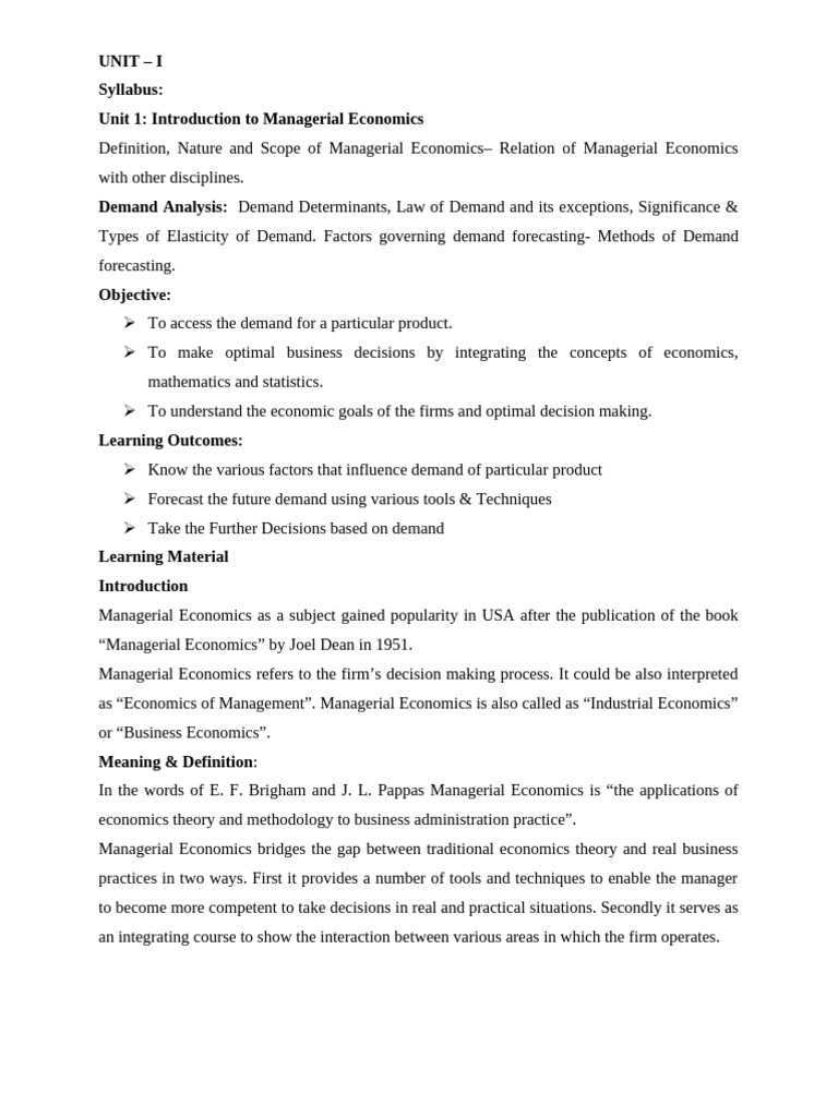 MEFA UNIT -1 | PDF | Elasticity (Economics) | Demand