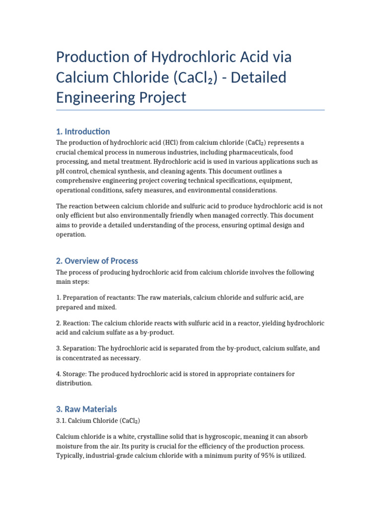 HCL Production Project CaCl2 Detailed | PDF | Chemical Reactor ...
