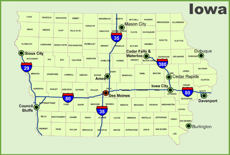 Iowa Interstate Highway Map | PDF