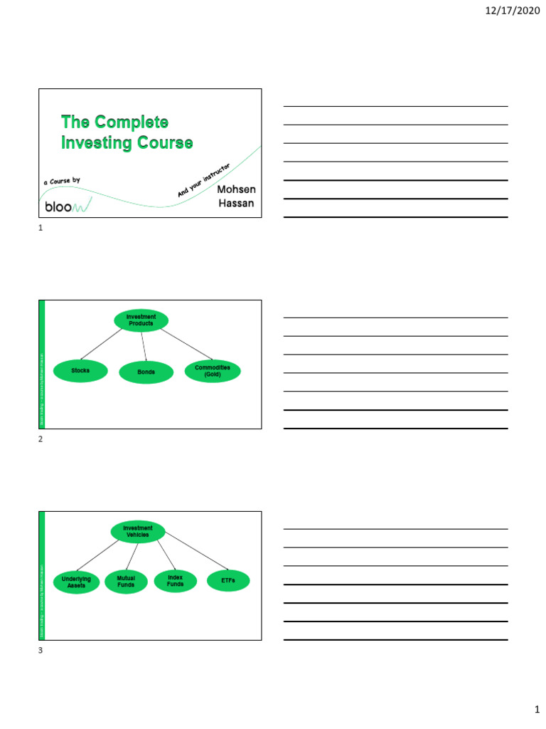 Bloom - Complete Investing Course - 3 Slides Per Page | PDF | Dividend | Stocks