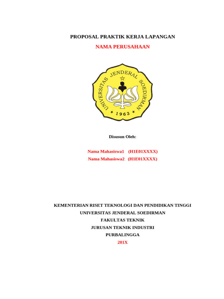 Template Proposal PKL JTI Unsoed 2019 | PDF