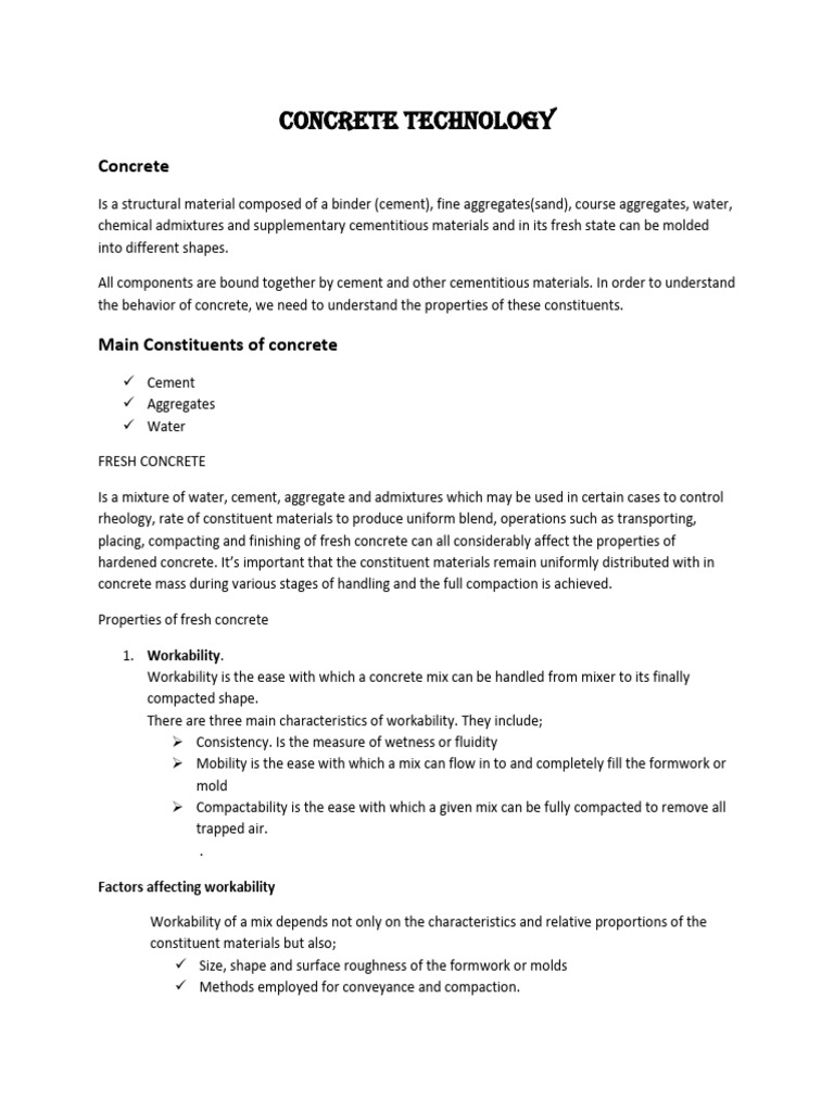 Concrete Technology | PDF | Concrete | Cement