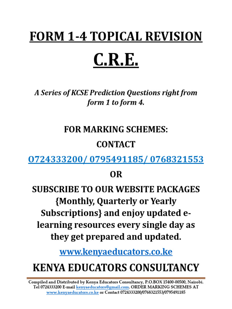 Kcse Cre (F1-4) Topical Revision | PDF | Jesus | Ministry Of Jesus