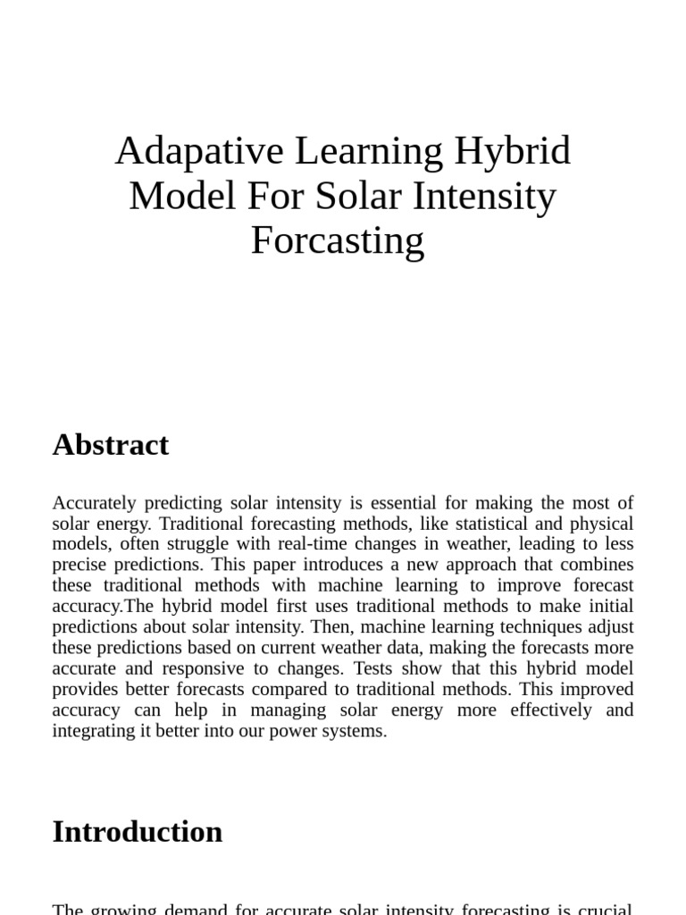 Adapative Learning Hybrid Model For Solar Intensity Forcasting | PDF ...
