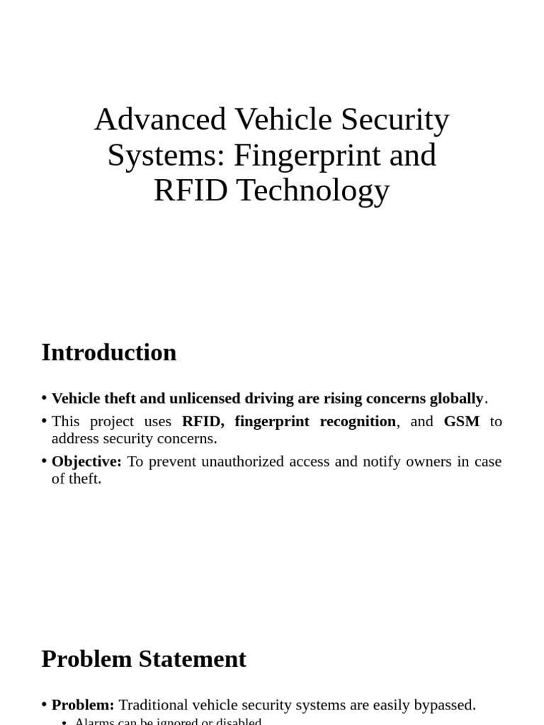 Advanced Vehicle Security Systems | PDF | Radio Frequency ...