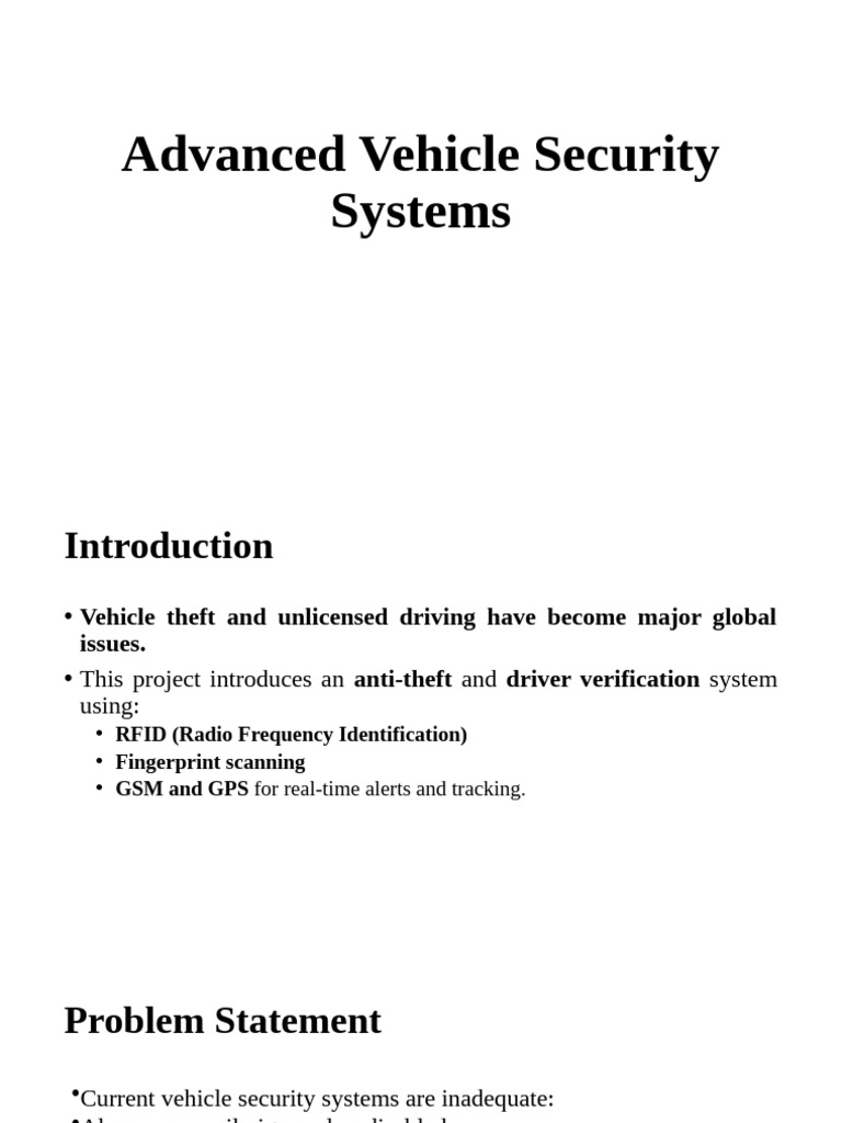 Advanced Vehicle Security | PDF | Radio Frequency Identification ...