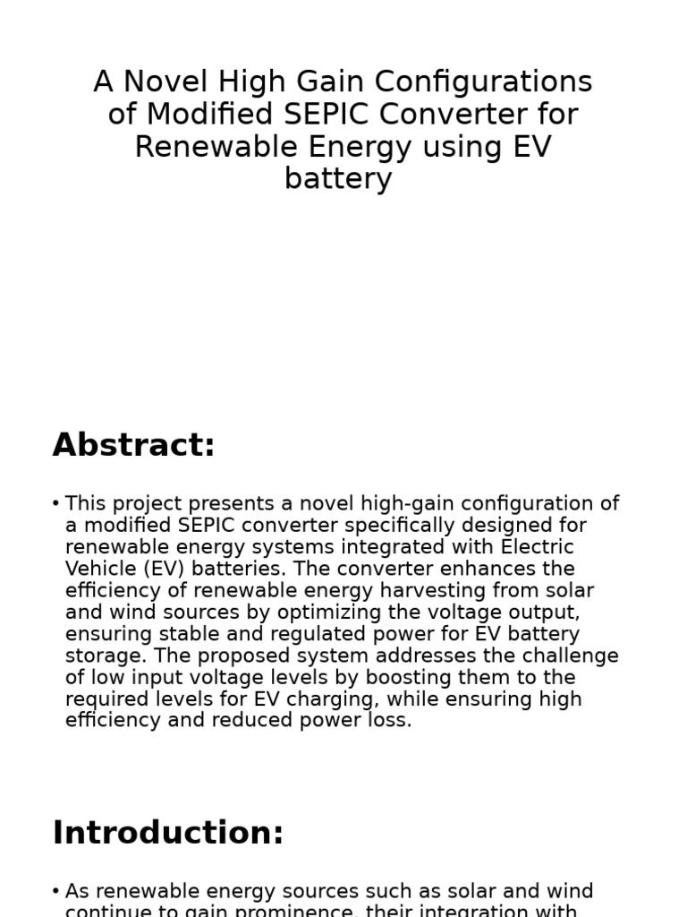 A Novel High Gain Configurations of Modified SEPIC | PDF | Electric Vehicle | Electrical Engineering
