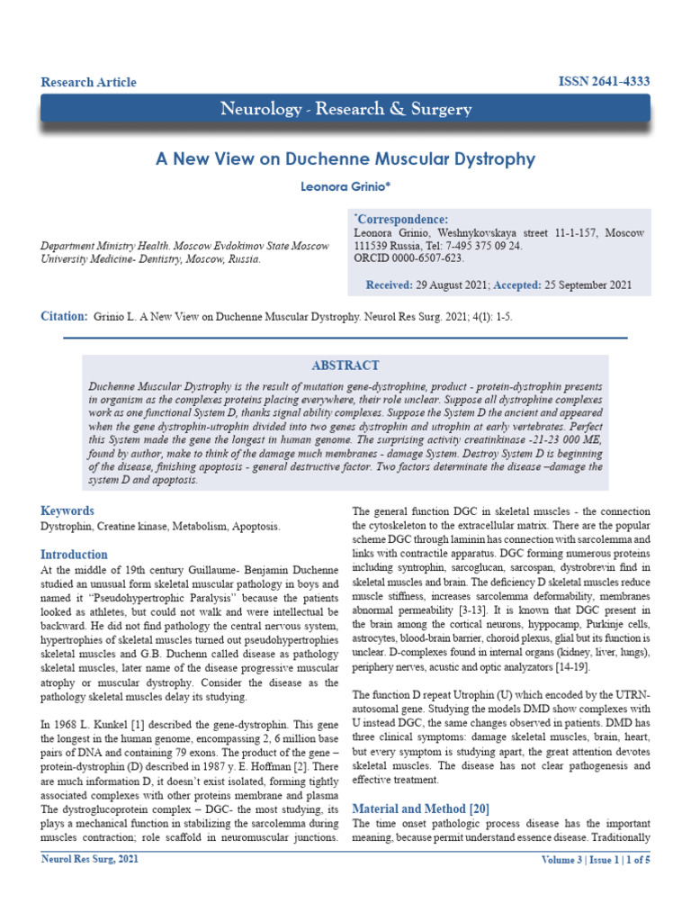 A New View on Duchenne Muscular Dystrophy | PDF | Cell Biology ...