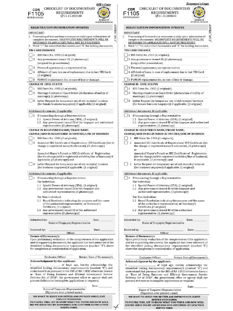 BIR F1105 | PDF