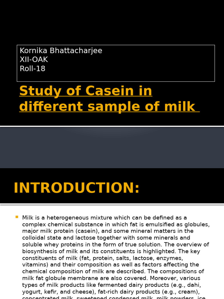 Study of Casein in Different Sample of Milk | PDF | Milk | Dairy Products