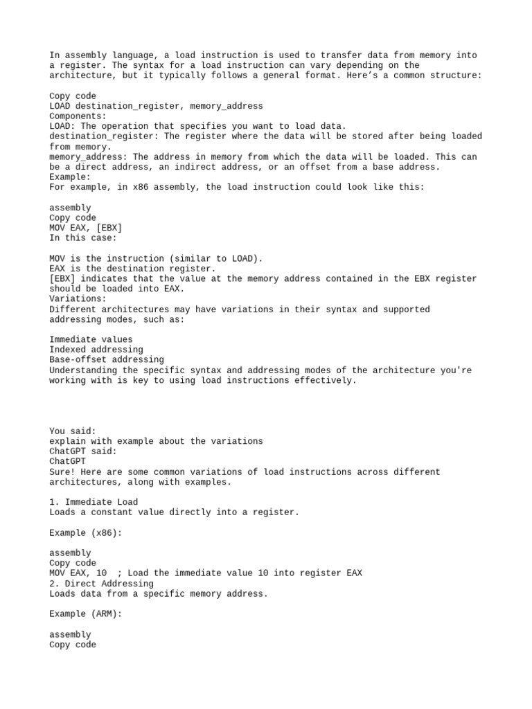 Load Store Instructions Format | PDF | Assembly Language | Integrated ...