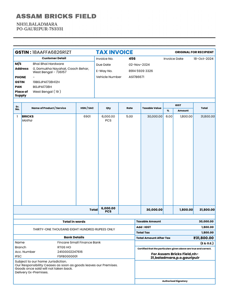 Invoice - 456 Bhai Bhai Hardware Mahasin Ali 09 49 4 | PDF | Governance ...