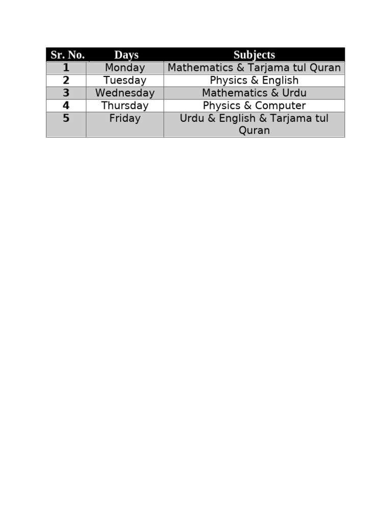 Class Schedule | PDF