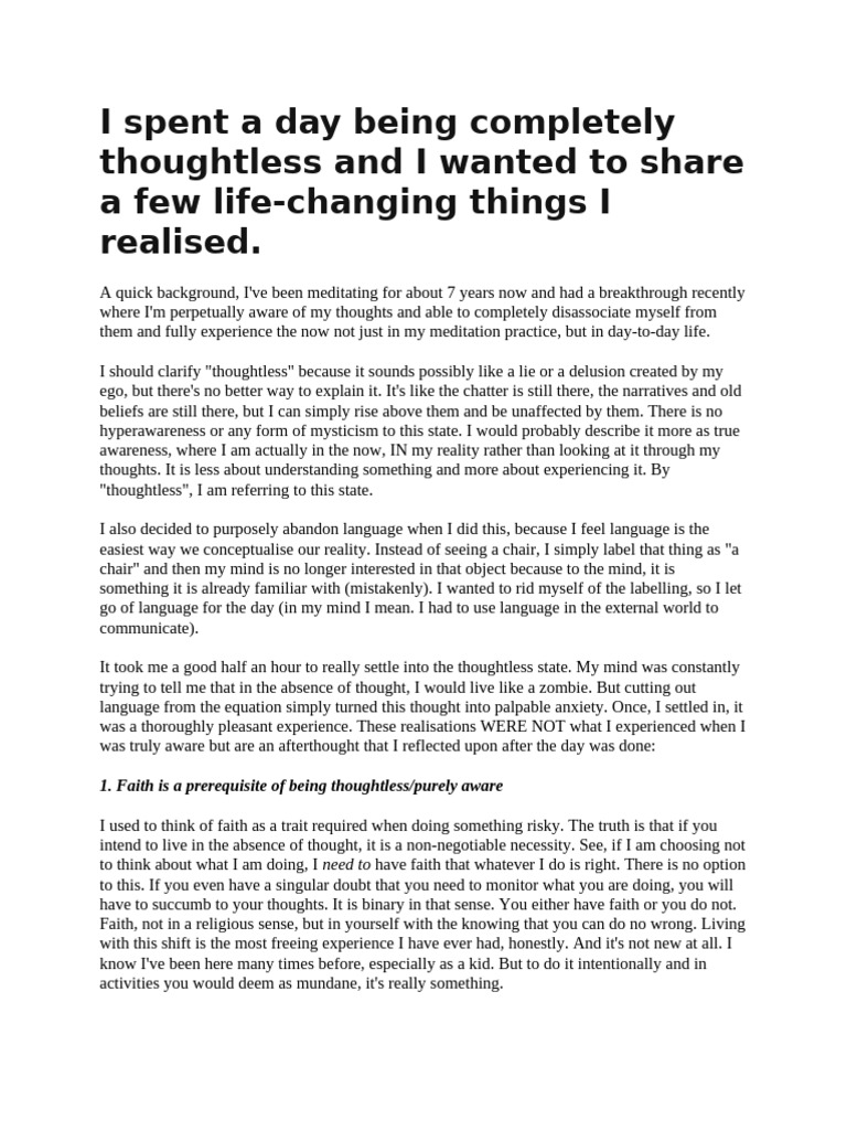 I Spent A Day Being Completely Thoughtless and I Wanted To Share A Few ...