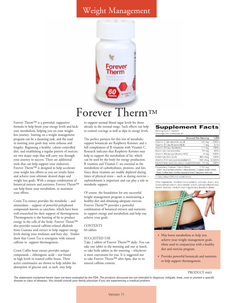 Forever Therm™ Product Information | PDF | Weight Management | Caffeine