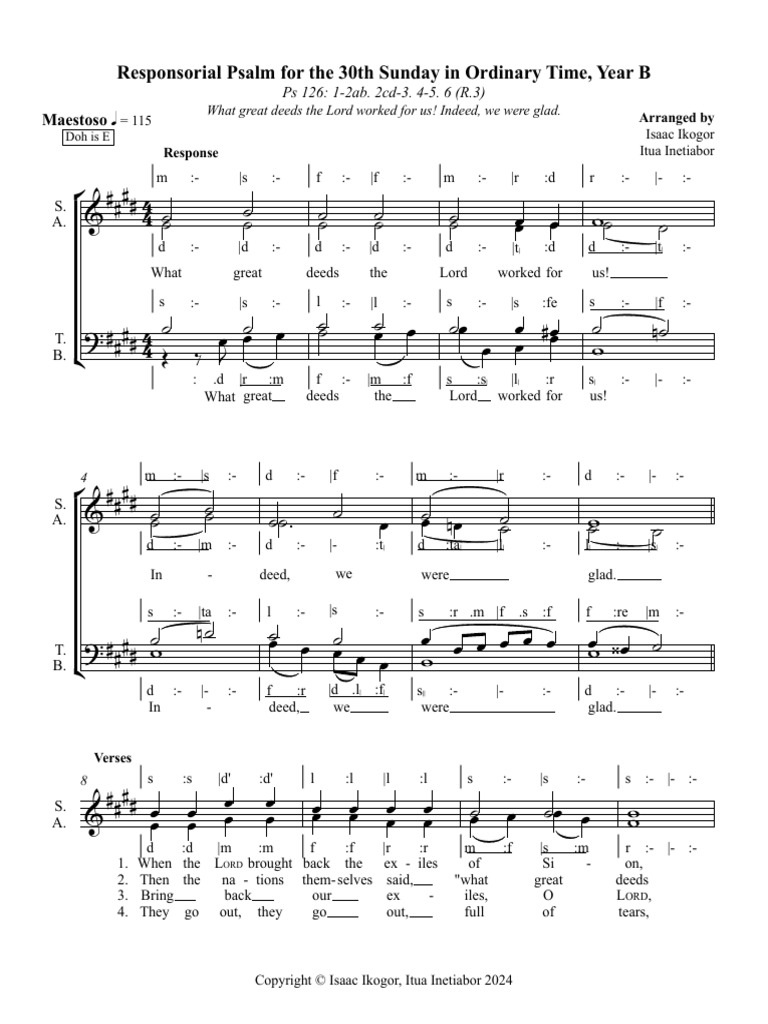 Responsorial Psalm For The 30th Sunday in Ordinary Time, Year B - What ...
