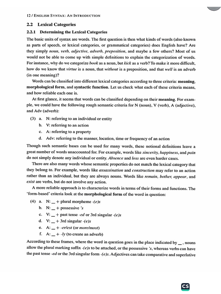Lexical Categories | PDF