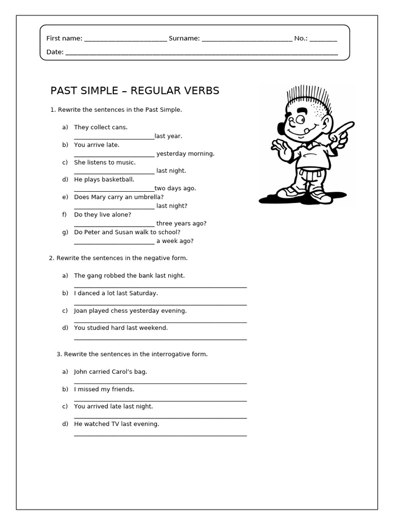 Past Simple Exercises for Regular Verbs | PDF | Art