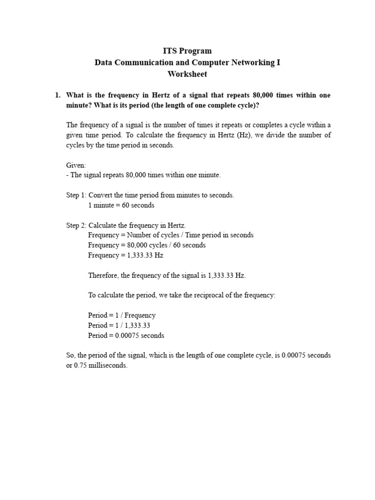 Worksheet_240520_155503 | PDF | Bit Rate | Frequency
