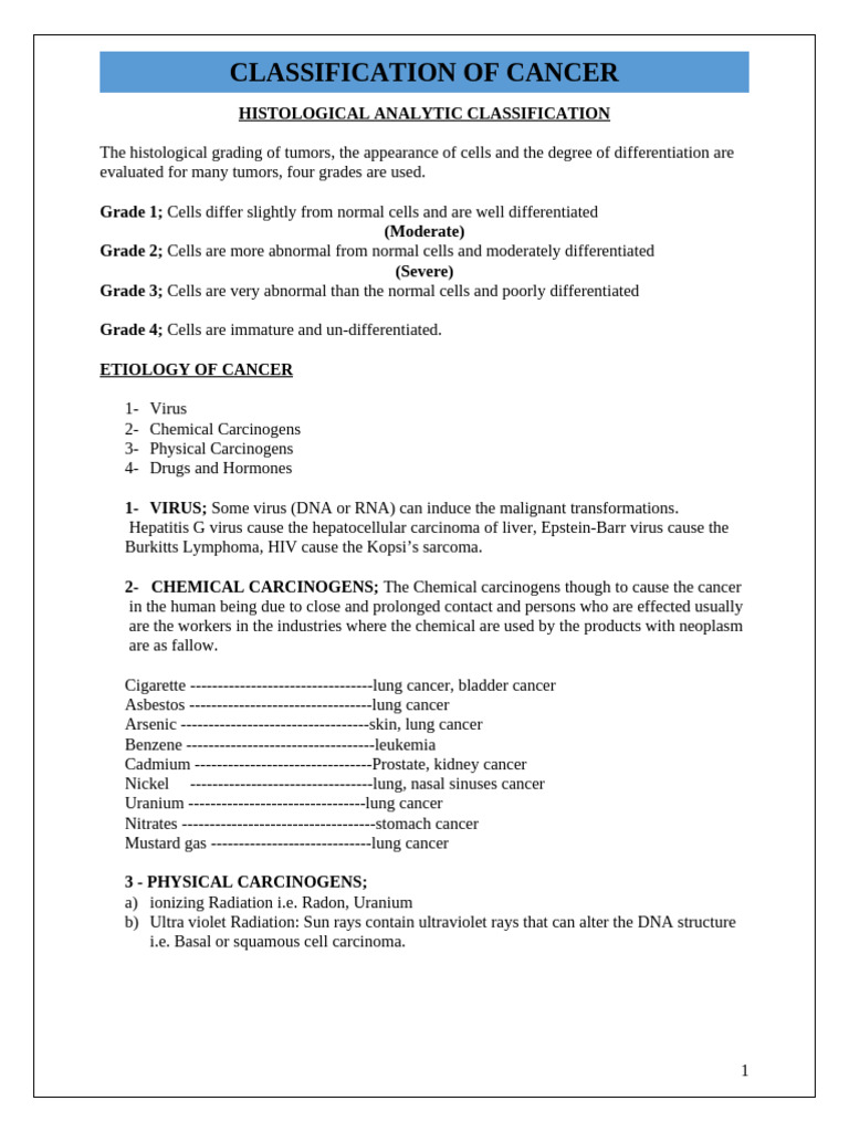 Classification of Cancer | PDF | Cancer | Neoplasms