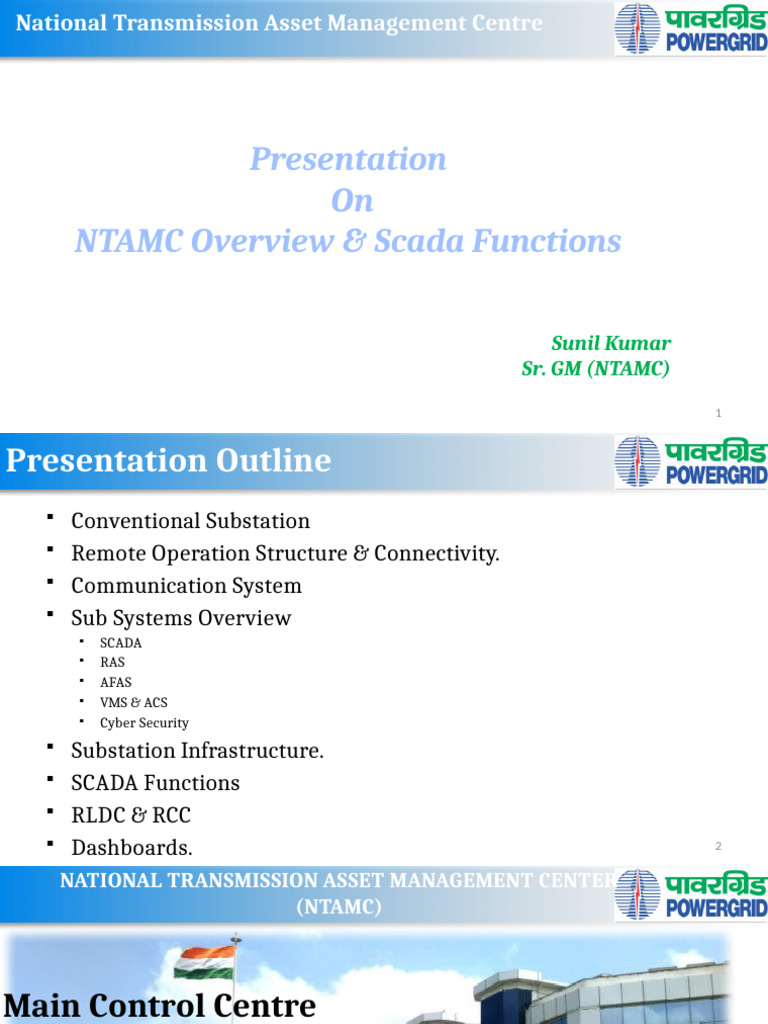 NTAMC Overview SCADA Functions - Sunil Kumar | PDF | Scada | Electrical Substation