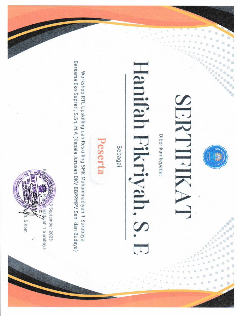 Sertifikat B Hanifah | PDF