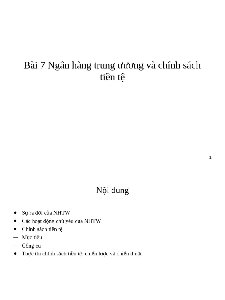 CLC 7 Ngan Hang TW Va Chinh Sach Tien Te | PDF