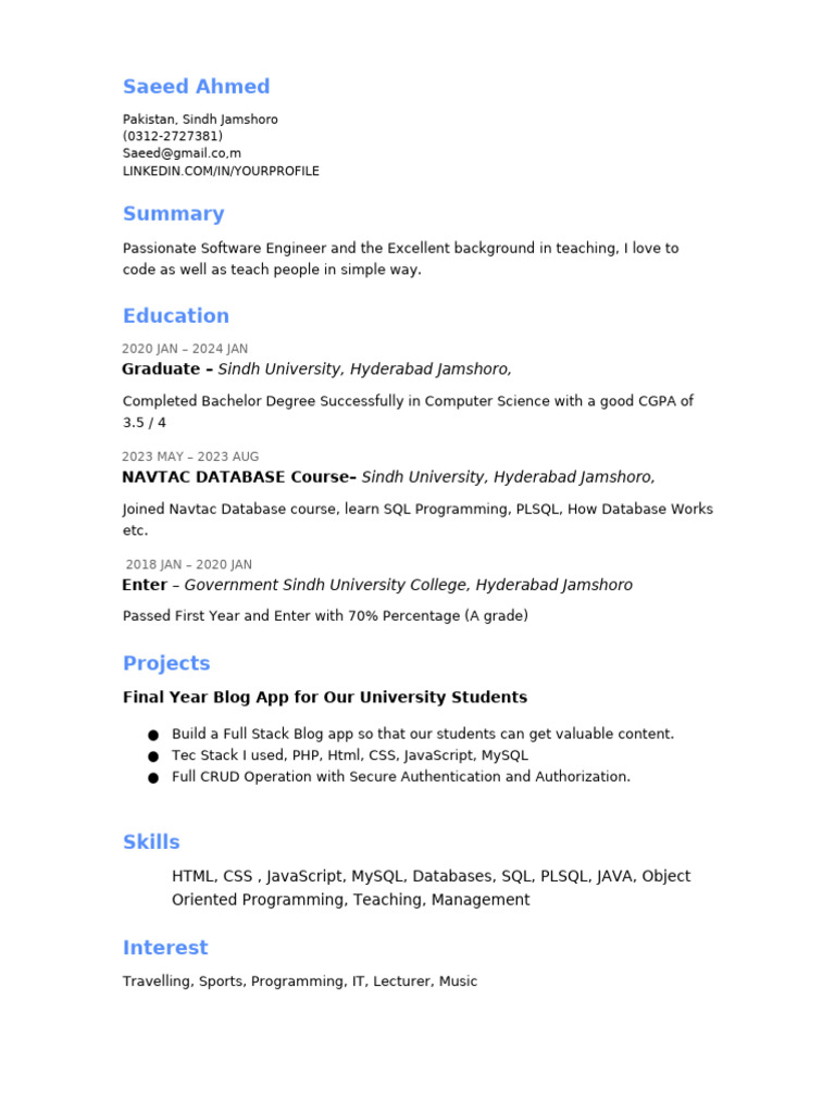 Saeed Resume | PDF