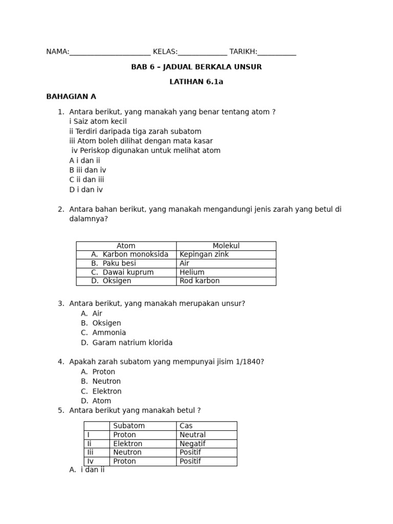 Latihan 6.1a Print | PDF
