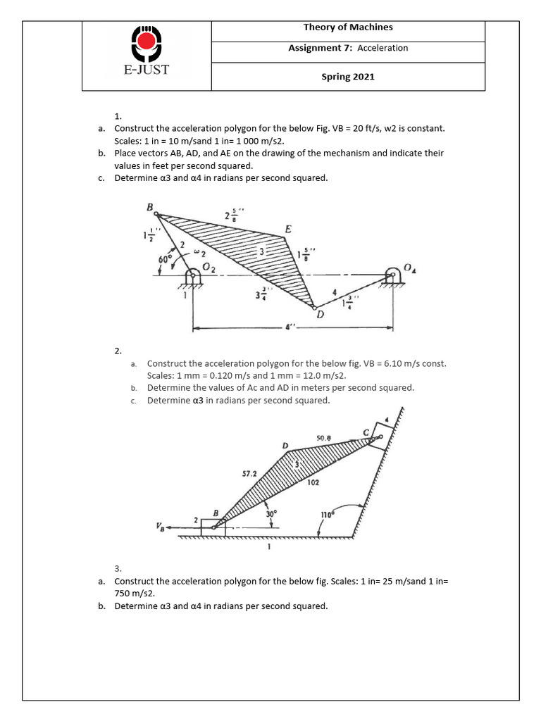 Sheet 7 Acceleration | PDF