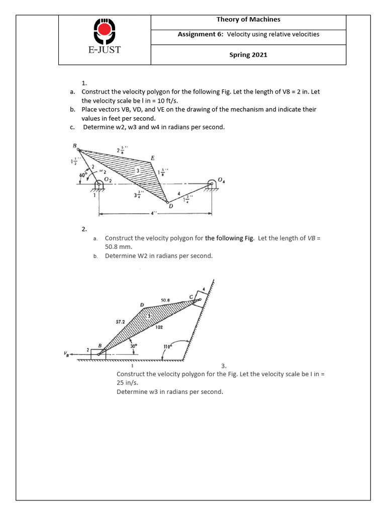 Velocity Polygon Construction in Mechanisms | PDF | Velocity | Metrology