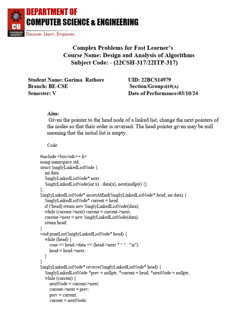 Daa Lab Fast Learner Nemesis | PDF | Pointer (Computer Programming) | Computer Programming