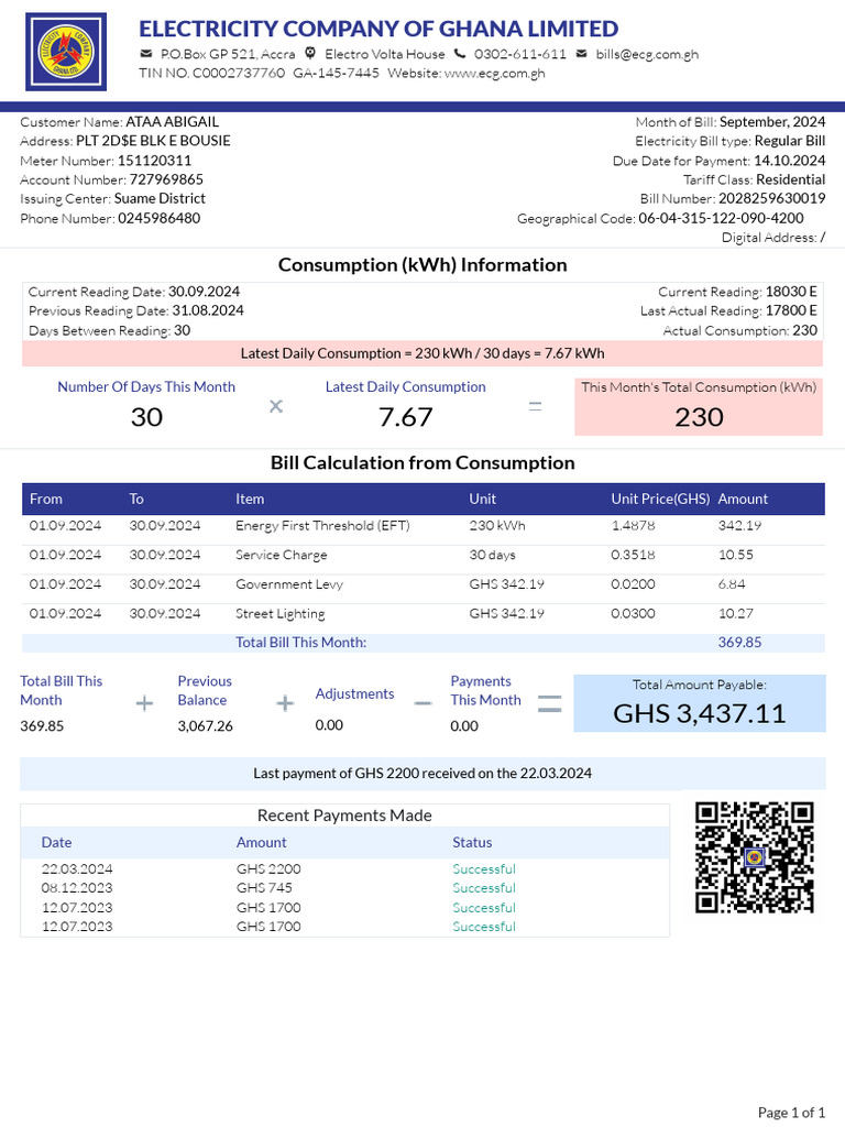 ECG PowerApp Bill 1728522803369 | PDF | Electric Power | Power (Physics)