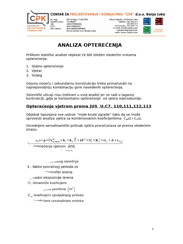 04 Analiza Opterecenja - PERUTNINA | PDF